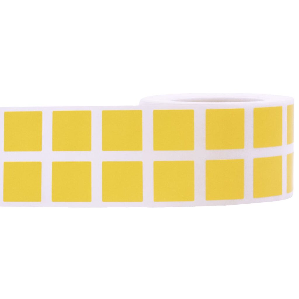 Small Yellow Colored Square Stickers 1/2" | InStockLabels.com
