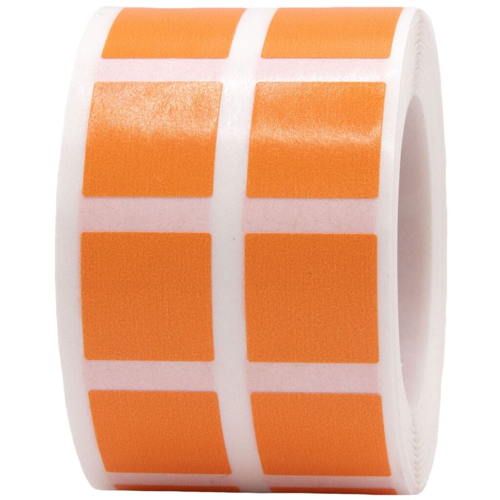 Small Orange Colored Square Stickers 1/2" | InStockLabels.com