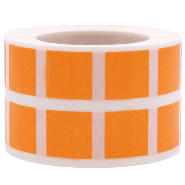 Small Orange Colored Square Stickers 1/2" | InStockLabels.com