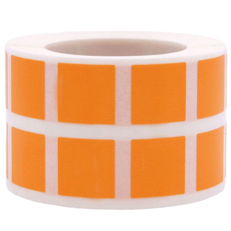 Small Orange Colored Square Stickers 1/2" | InStockLabels.com