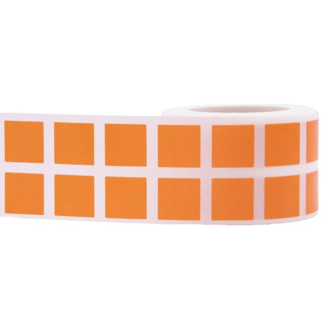 Small Orange Colored Square Stickers 1/2" | InStockLabels.com