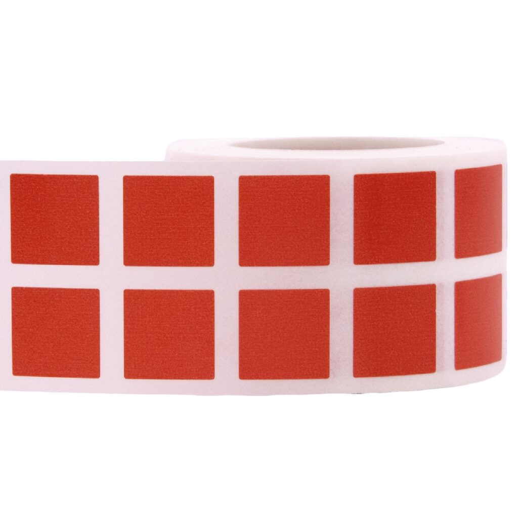 Small Red Colored Square Stickers 1/2" | InStockLabels.com