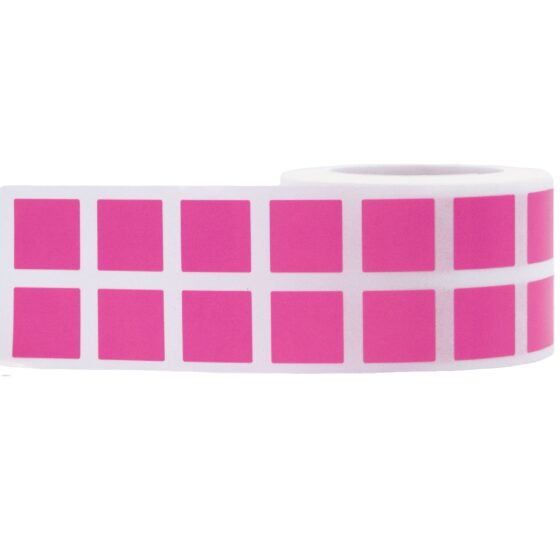 Small Hot Pink Colored Square Stickers 1/2" | InStockLabels.com