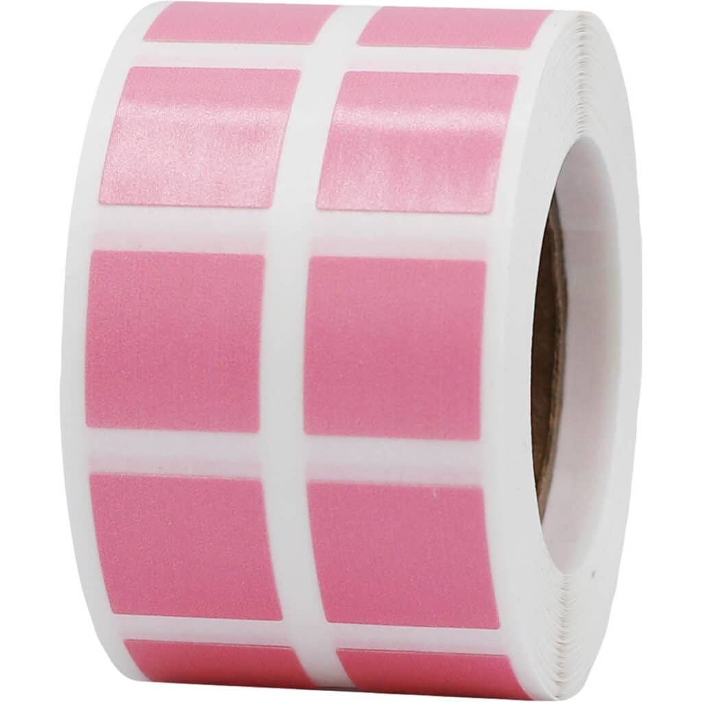 Small Pink Colored Square Stickers 1/2" | InStockLabels.com