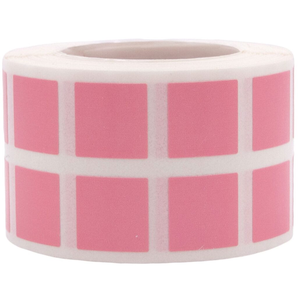 Small Pink Colored Square Stickers 1/2" | InStockLabels.com