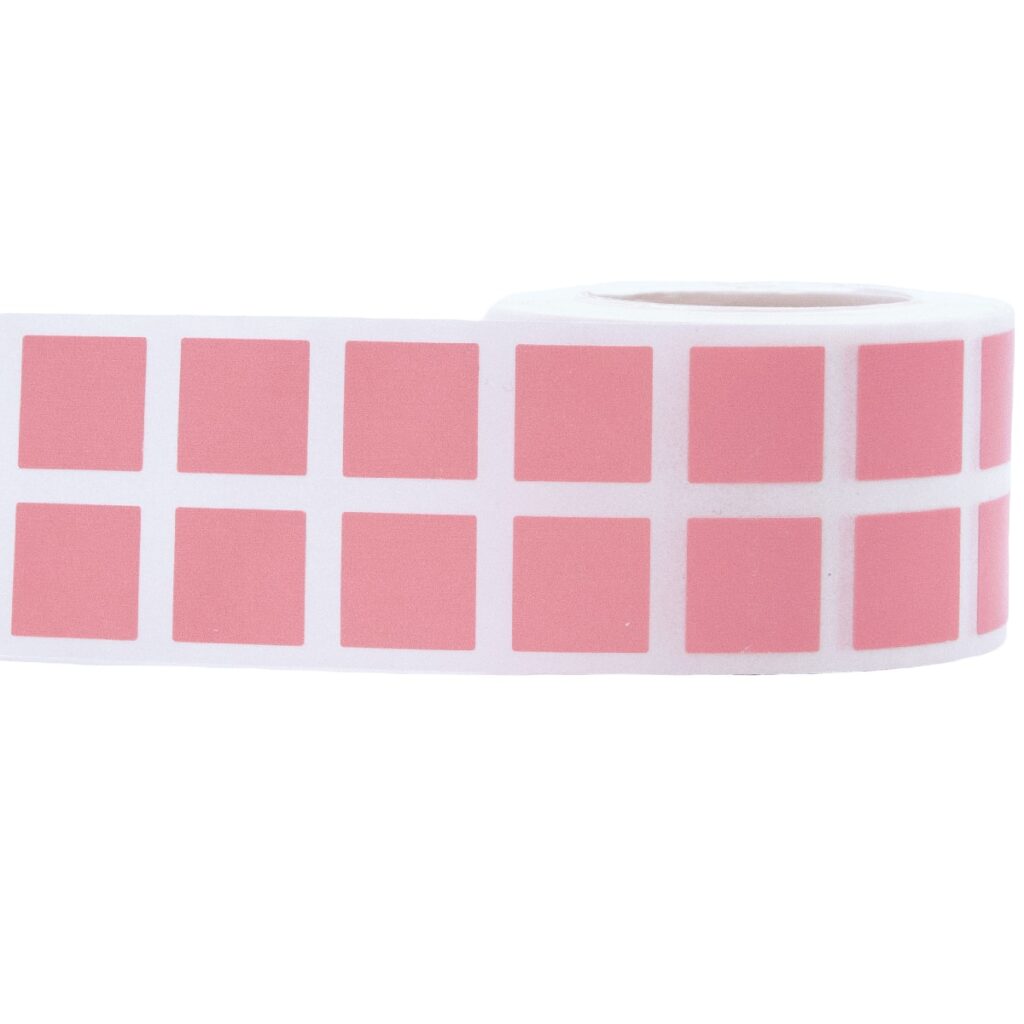Small Pink Colored Square Stickers 1/2" | InStockLabels.com