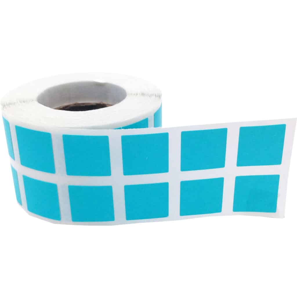Small Teal Colored Square Stickers 1/2" | InStockLabels.com