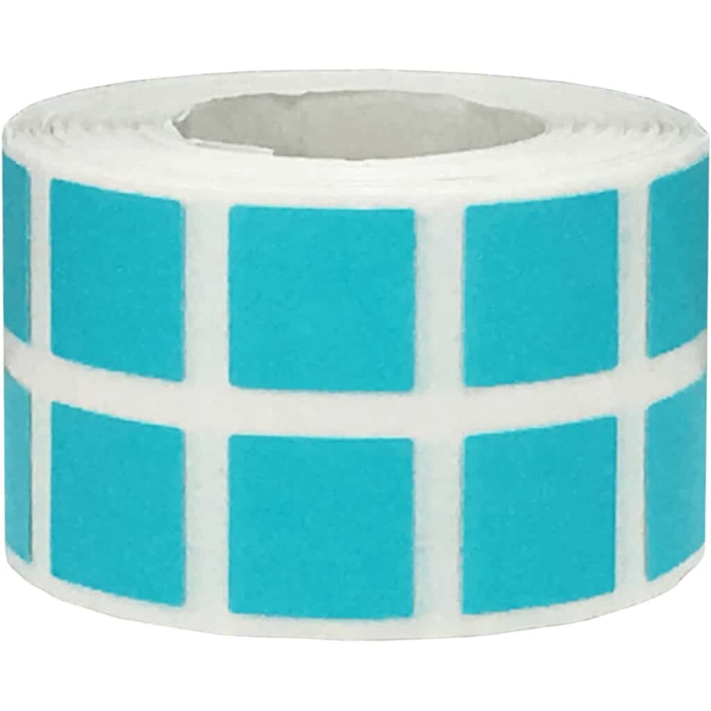 Small Teal Colored Square Stickers 1/2" | InStockLabels.com