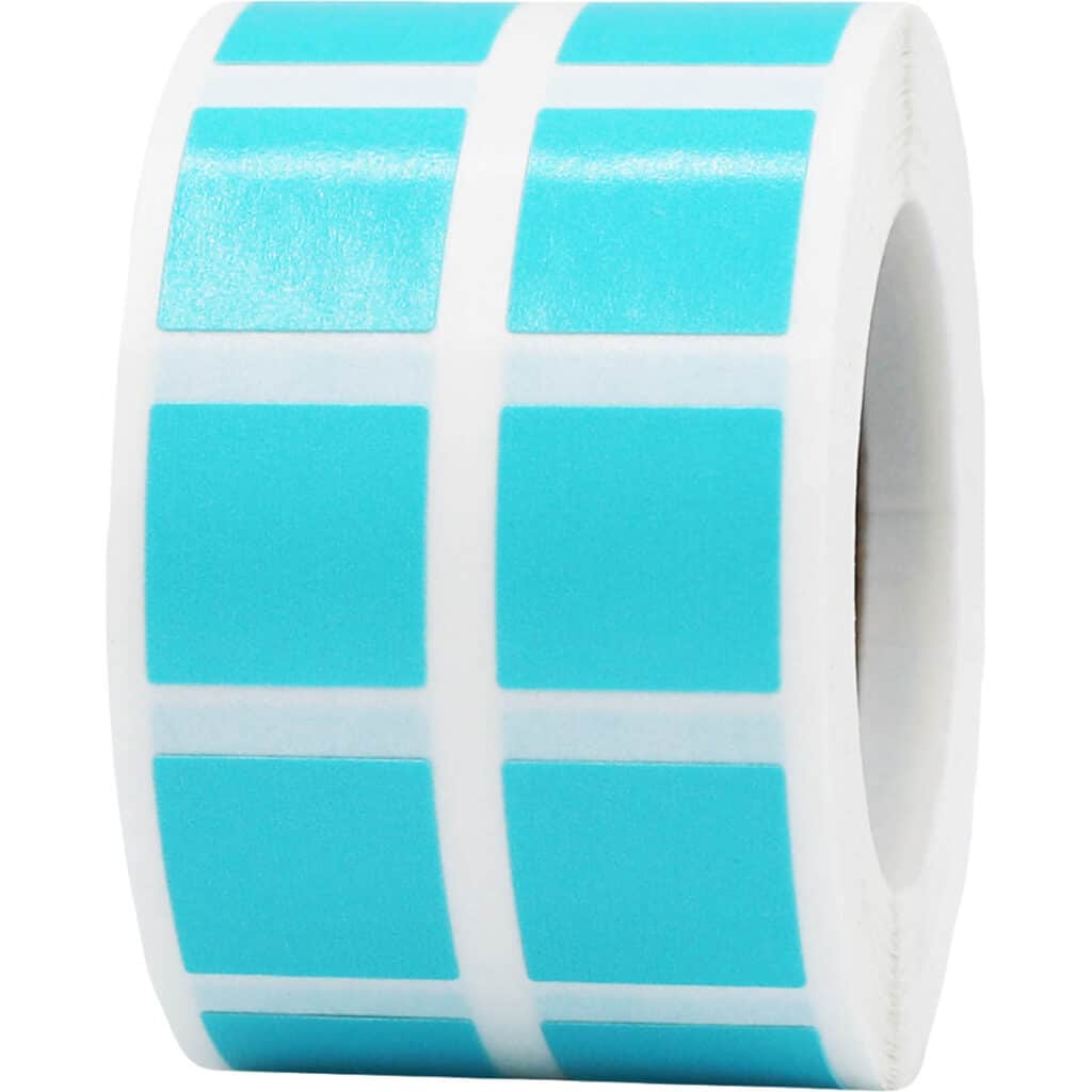 Small Teal Colored Square Stickers 1/2" | InStockLabels.com