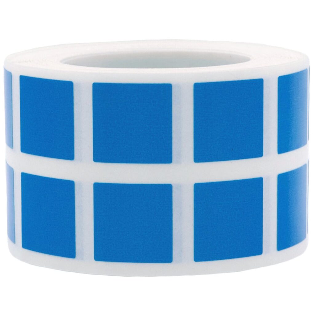 Small Blue Colored Square Stickers 1/2" | InStockLabels.com