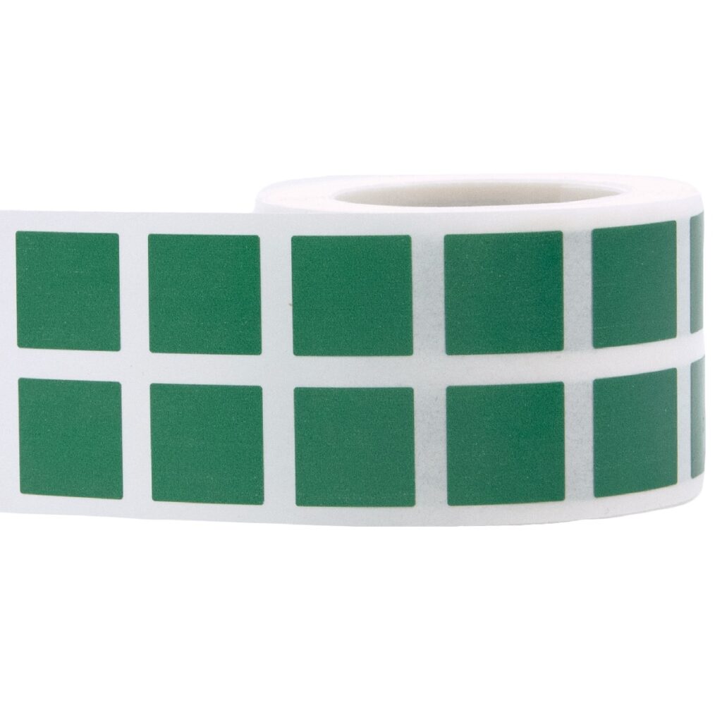 Small Green Colored Square Stickers 1/2" | InStockLabels.com