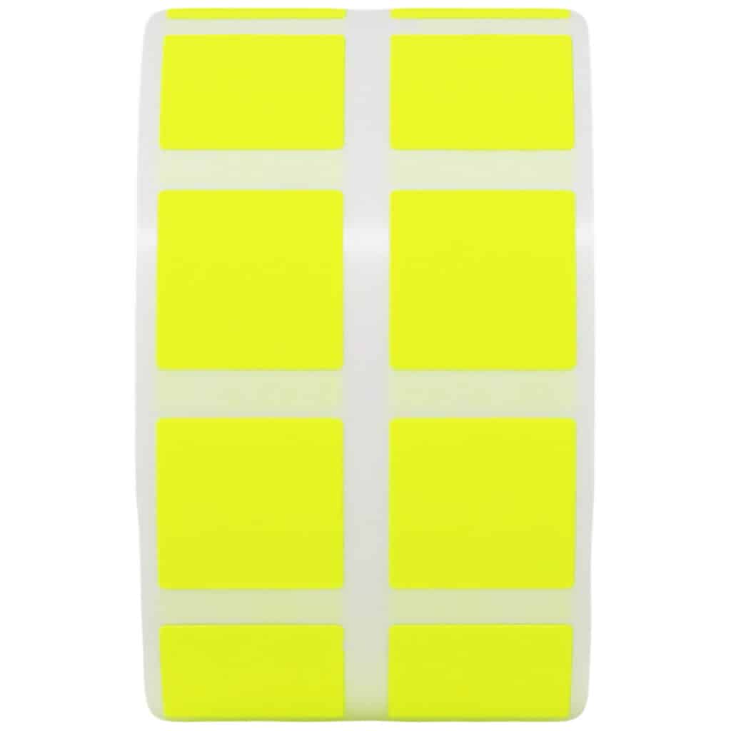 Small Fluorescent Yellow Colored Square Stickers 1/2" | InStockLabels.com