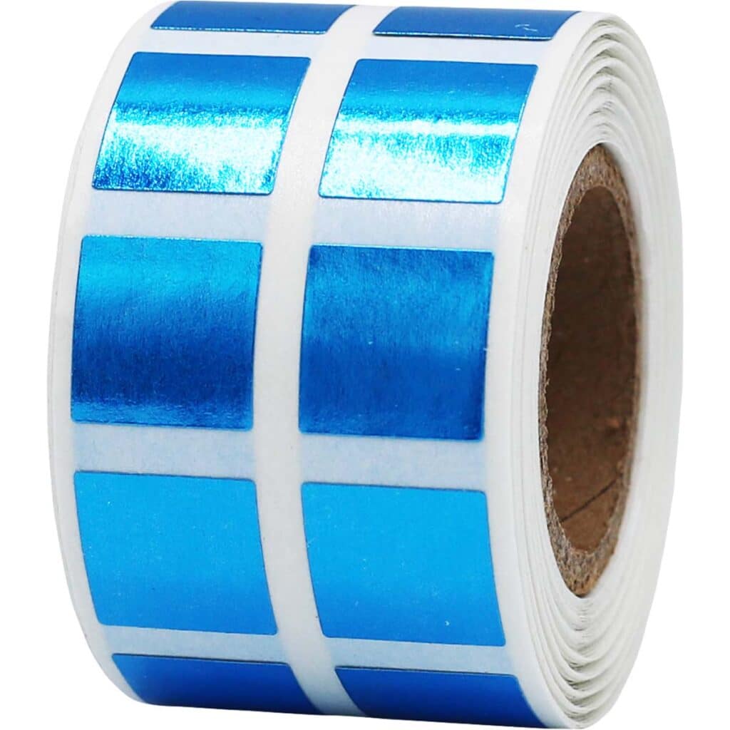 Small Metallic Blue Colored Square Stickers 1/2" | InStockLabels.com