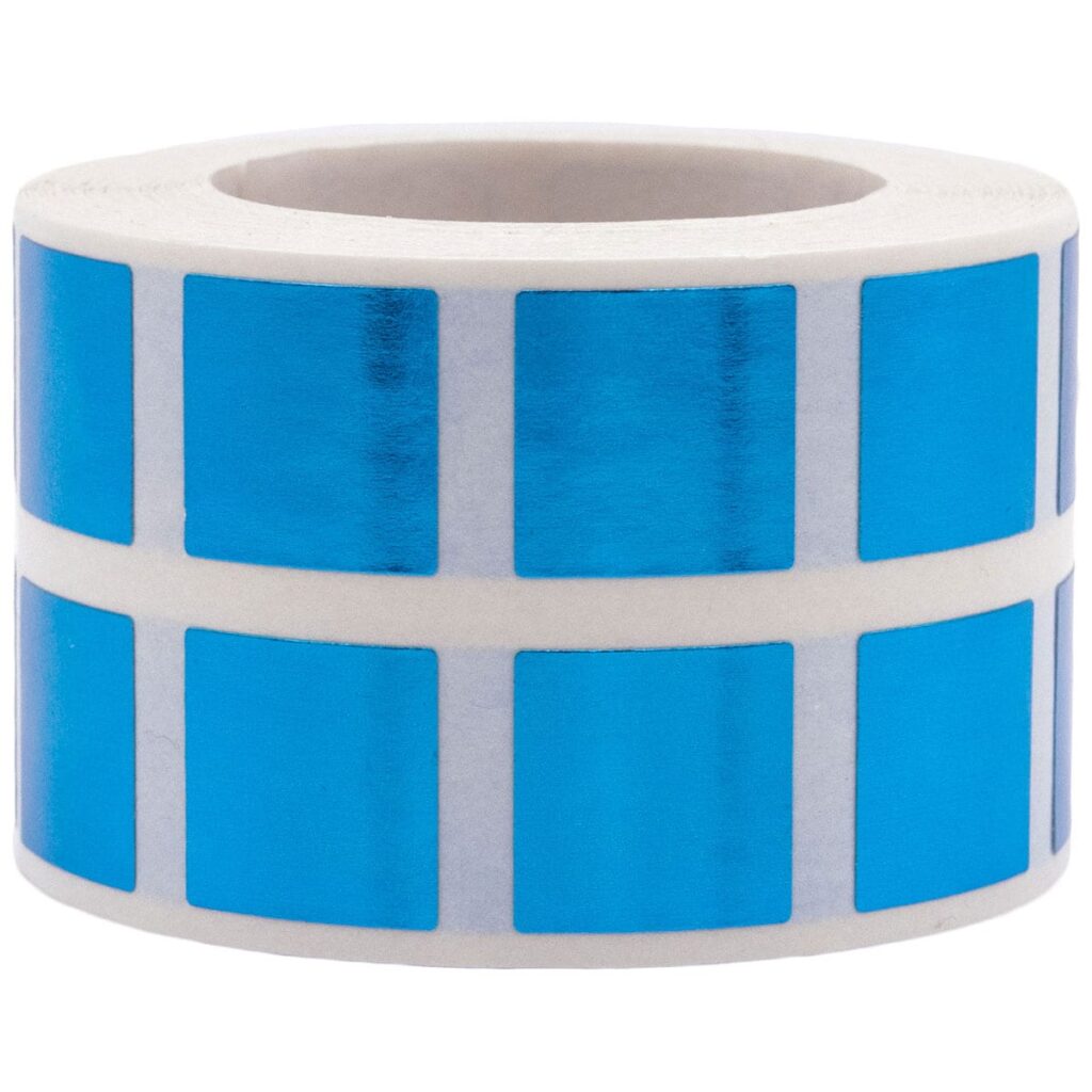 Small Metallic Blue Colored Square Stickers 1/2" | InStockLabels.com