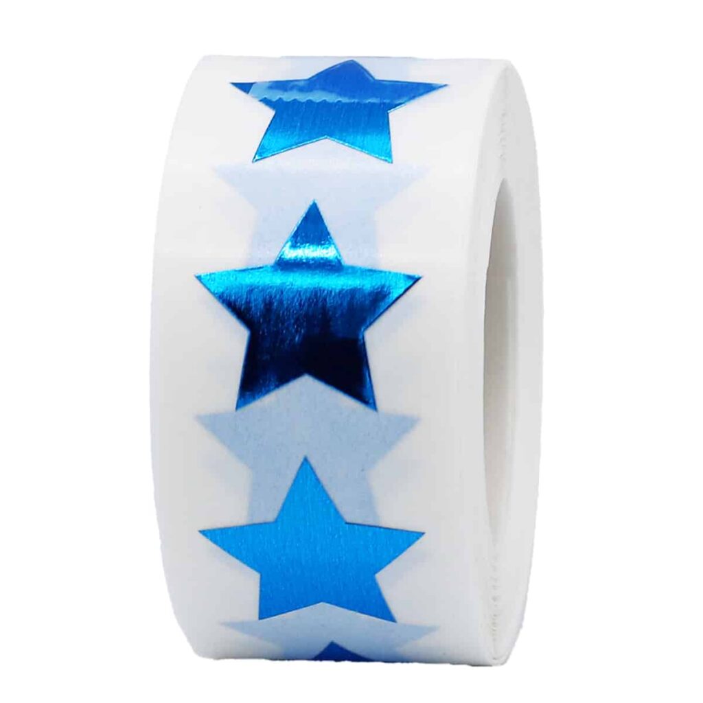 Metallic Blue Star 3/4" Stickers - InStock Labels