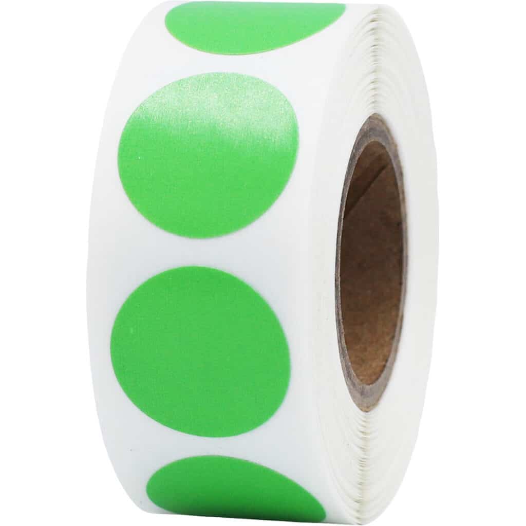 Light Green Color Code Labels 3/4" Round | InstockLabels.com