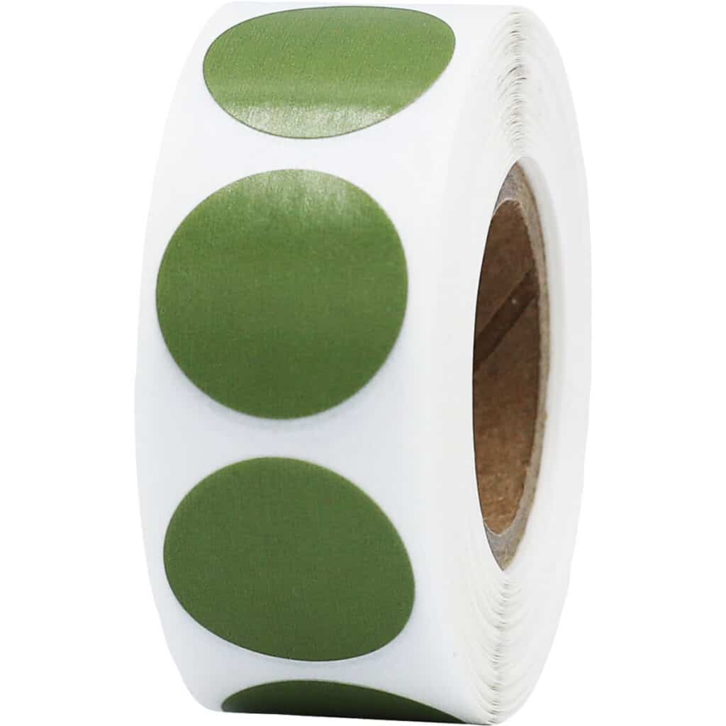 Olive Green Color Code Labels 3/4" Round | InstockLabels.com