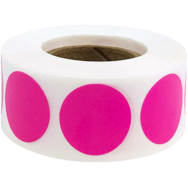 Hot Pink Color Code Labels 3/4" Round | InstockLabels.com