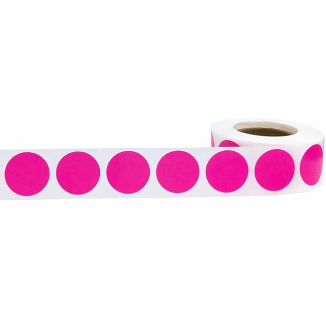 Hot Pink Color Code Labels 3/4" Round | InstockLabels.com
