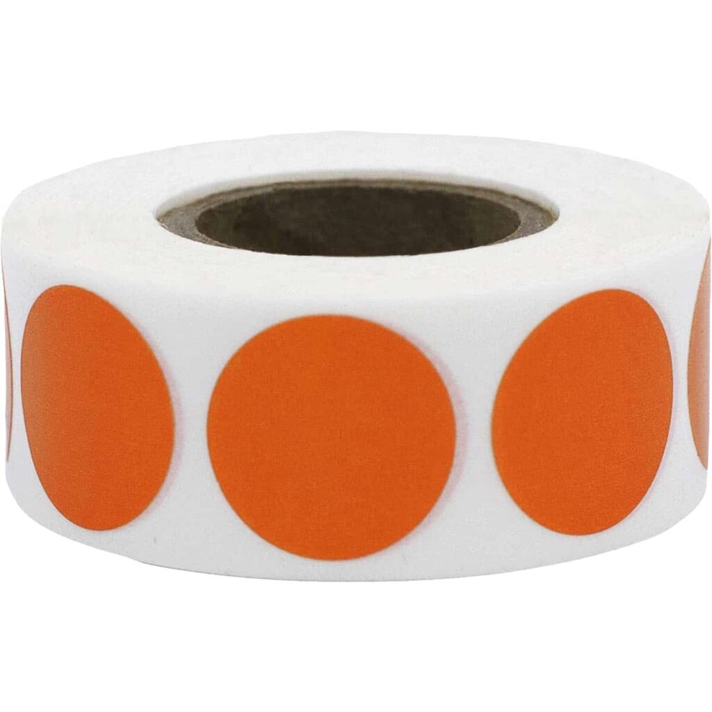 Hot Orange Color Code Labels 3/4" Round | InstockLabels.com