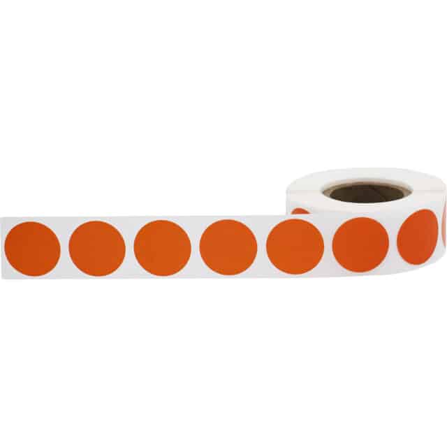 Hot Orange Color Code Labels 3/4" Round | InstockLabels.com