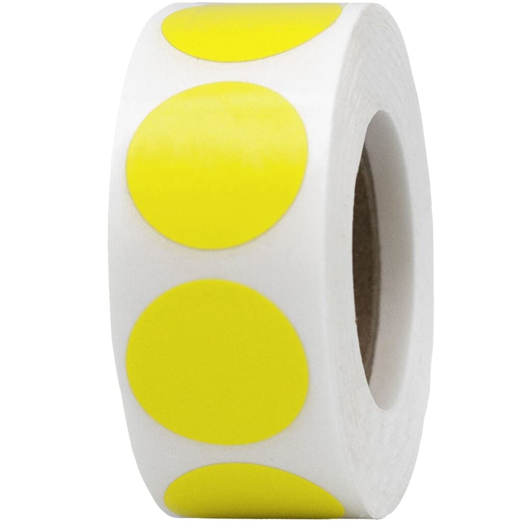 Hot Yellow Color Code Labels 3/4" Round | InstockLabels.com
