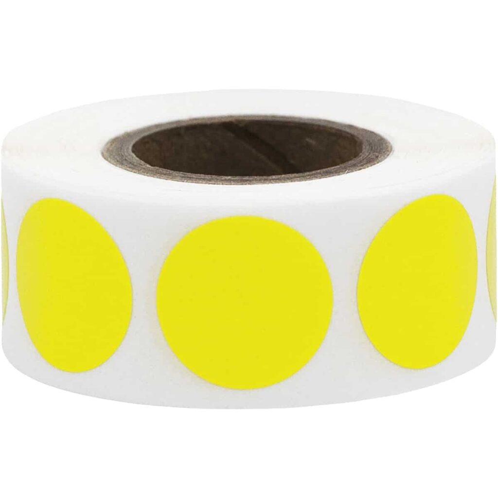 Hot Yellow Color Code Labels 3/4" Round | InstockLabels.com