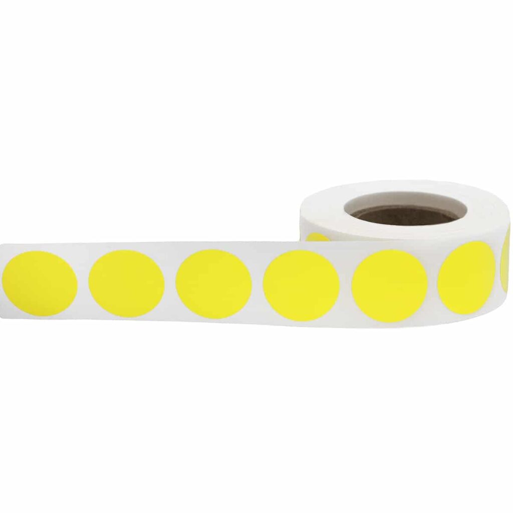 Hot Yellow Color Code Labels 3/4" Round | InstockLabels.com