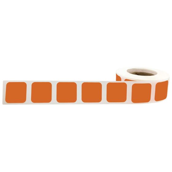 Orange Colored Labels 3/4" Square | InstockLabels.com