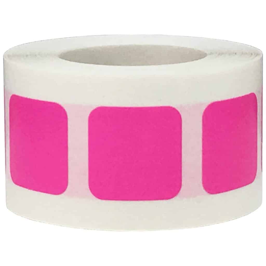 Hot Pink Colored Labels 3/4" Square | InstockLabels.com