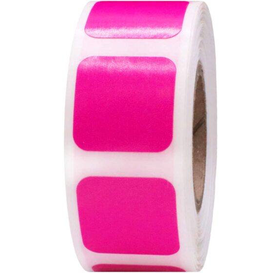 Hot Pink Colored Labels 3/4" Square | InstockLabels.com