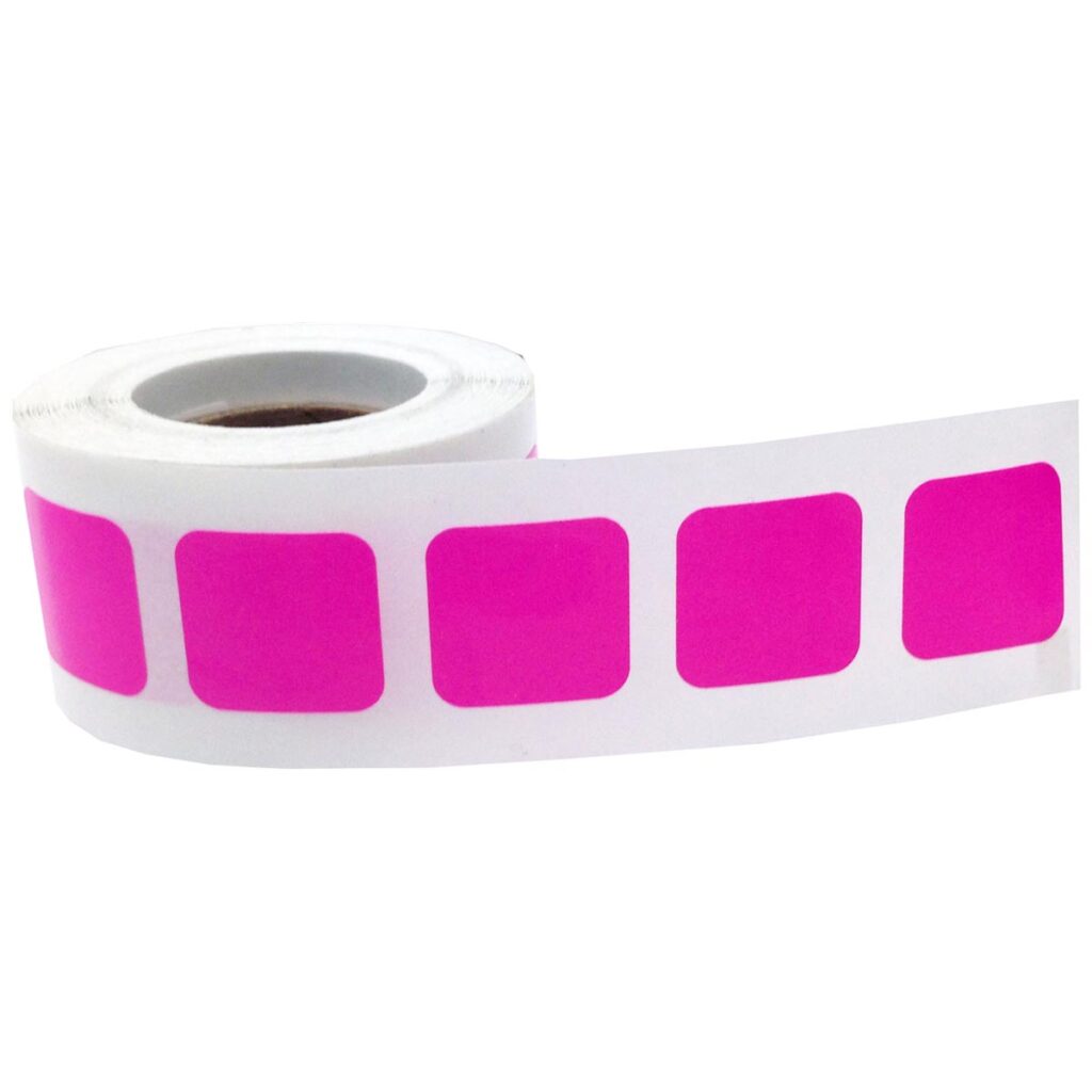 Hot Pink Colored Labels 3/4" Square | InstockLabels.com