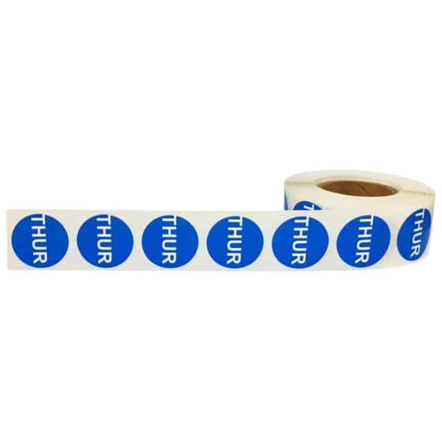 Thursday Color Coded Day Stickers 3/4" Round | InStockLabels.com