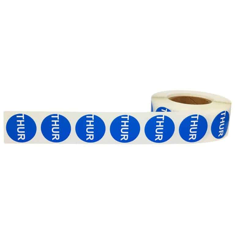 Thursday Color Coded Day Stickers 3/4" Round | InStockLabels.com