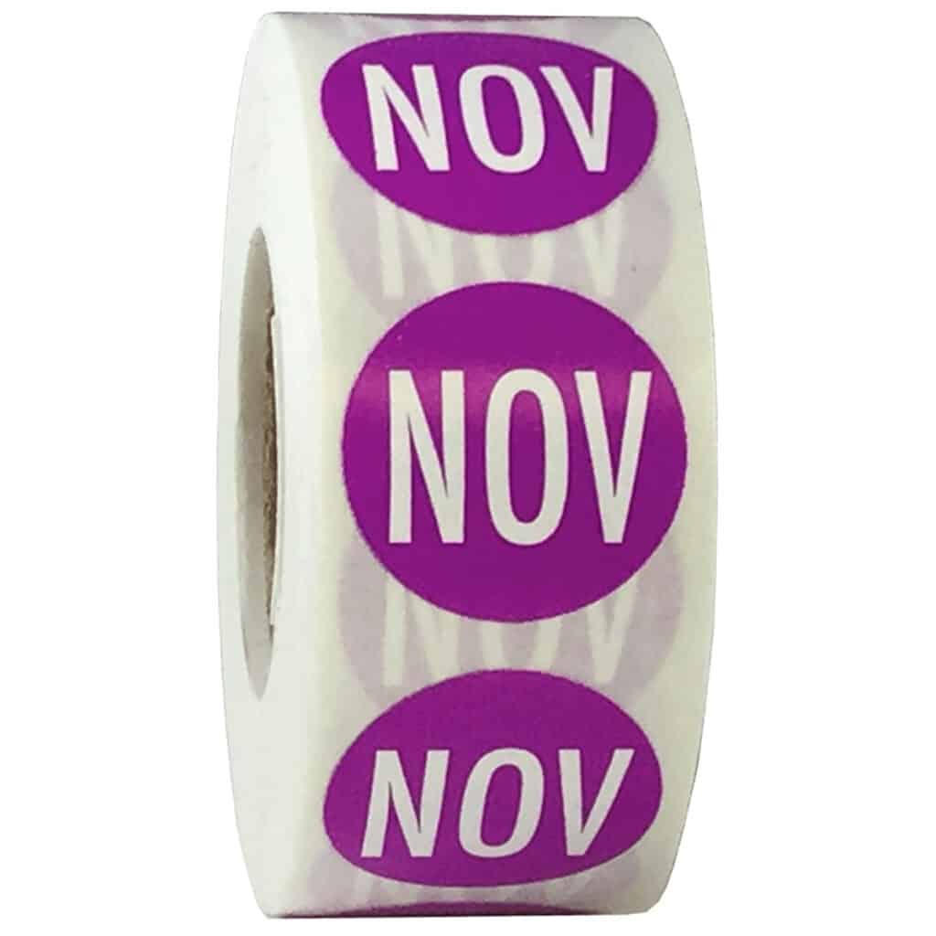 November Color Coded Month Stickers 3/4" Round | InStockLabels.com