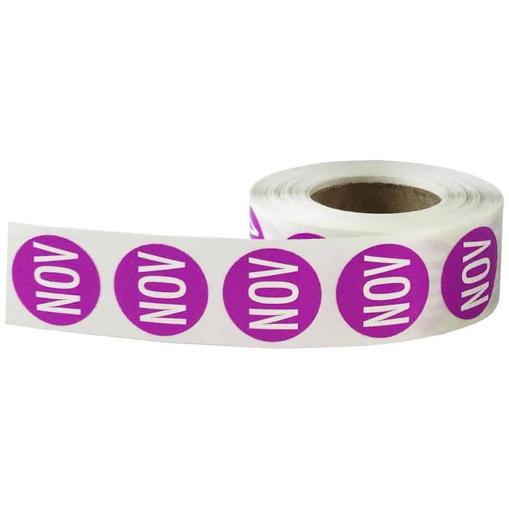 November Color Coded Month Stickers 3/4" Round | InStockLabels.com
