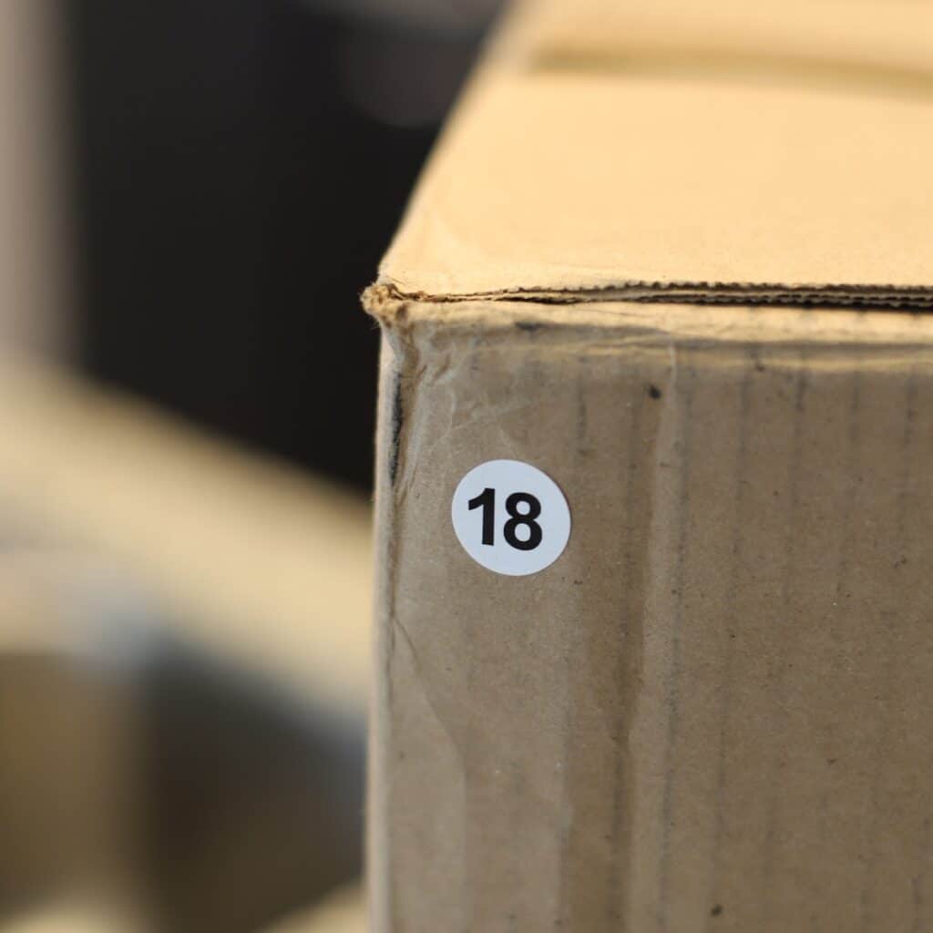 White Number 18 Stickers 3/4" | InStockLabels.com