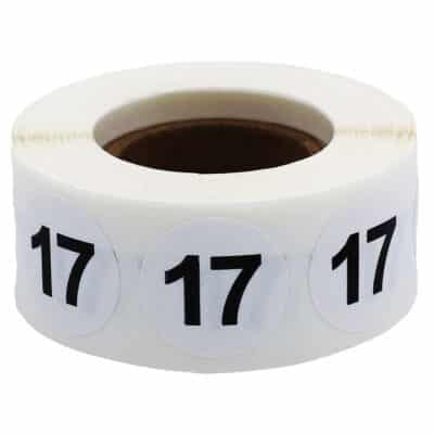 White Number 17 Stickers 3/4" | InStockLabels.com