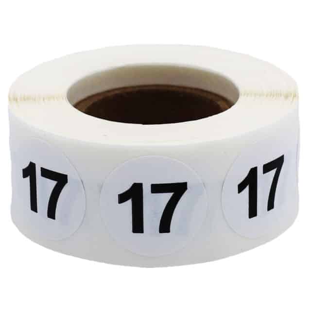 White Number 17 Stickers 3/4" | InStockLabels.com