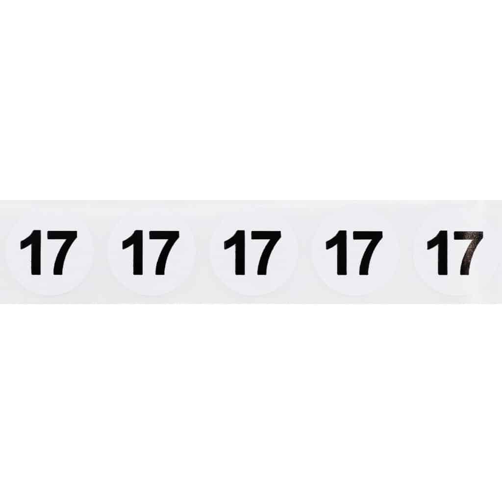 White Number 17 Stickers 3/4" | InStockLabels.com