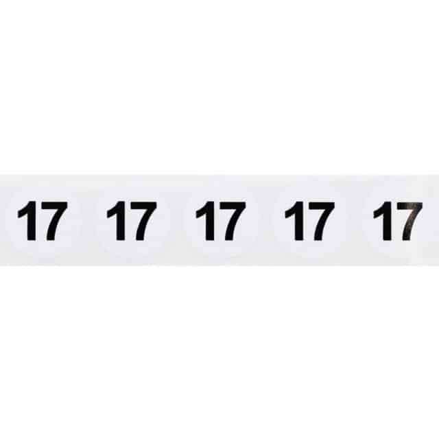White Number 17 Stickers 3/4" | InStockLabels.com