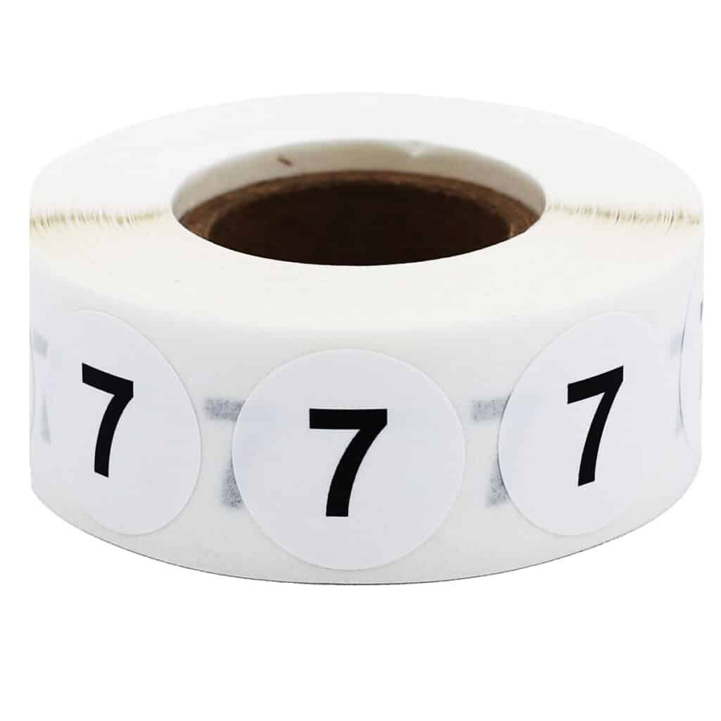 White Number 7 Stickers 3/4" | InStockLabels.com