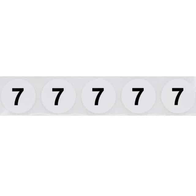 White Number 7 Stickers 3/4" | InStockLabels.com
