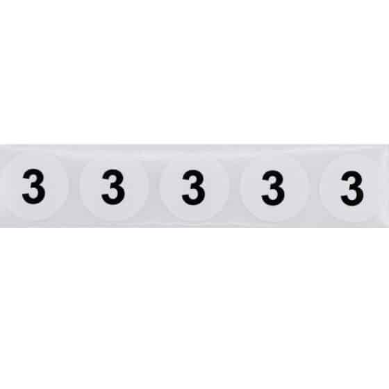 White Number 3 Stickers 3/4" | InStockLabels.com