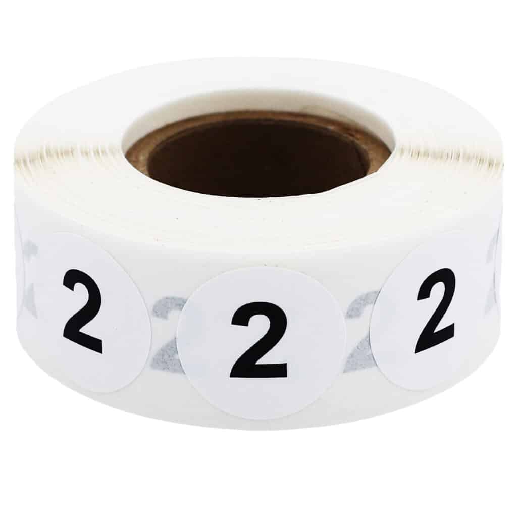 White Number 2 Stickers 3/4" | InStockLabels.com