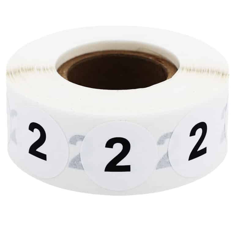 White Number 2 Stickers 3/4" | InStockLabels.com