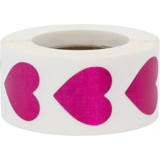 Metallic Red Rose Heart Stickers 3/4 Inch | InstockLabels.com