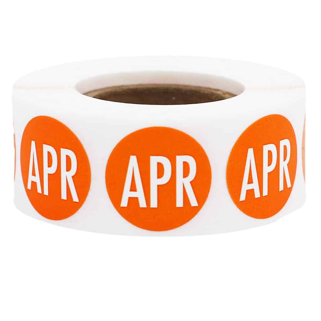 April Color Coded Month Stickers 3/4" Round | InStockLabels.com