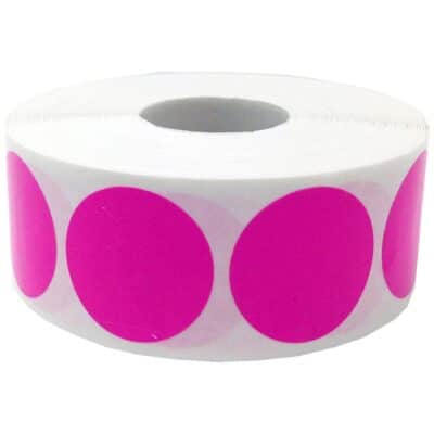 Hot Pink Colored Labels 1" Round | InstockLabels.com