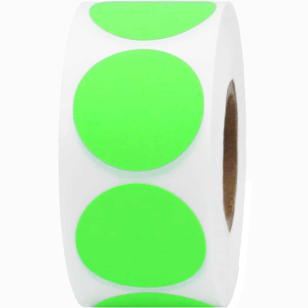 Fluorescent Green Colored Labels 1" Round | InstockLabels.com